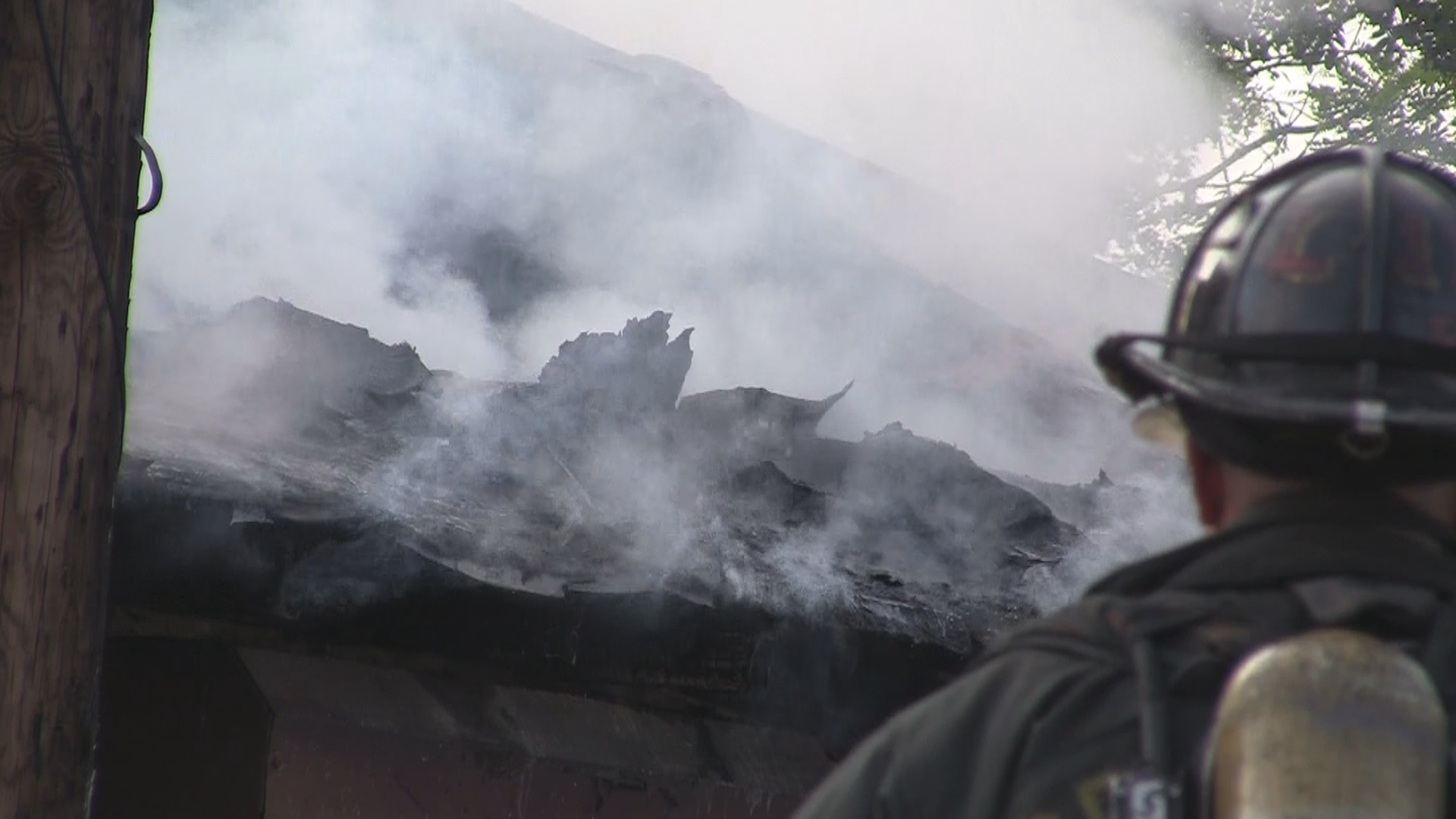 Garage destroyed by fire in Bridgeport