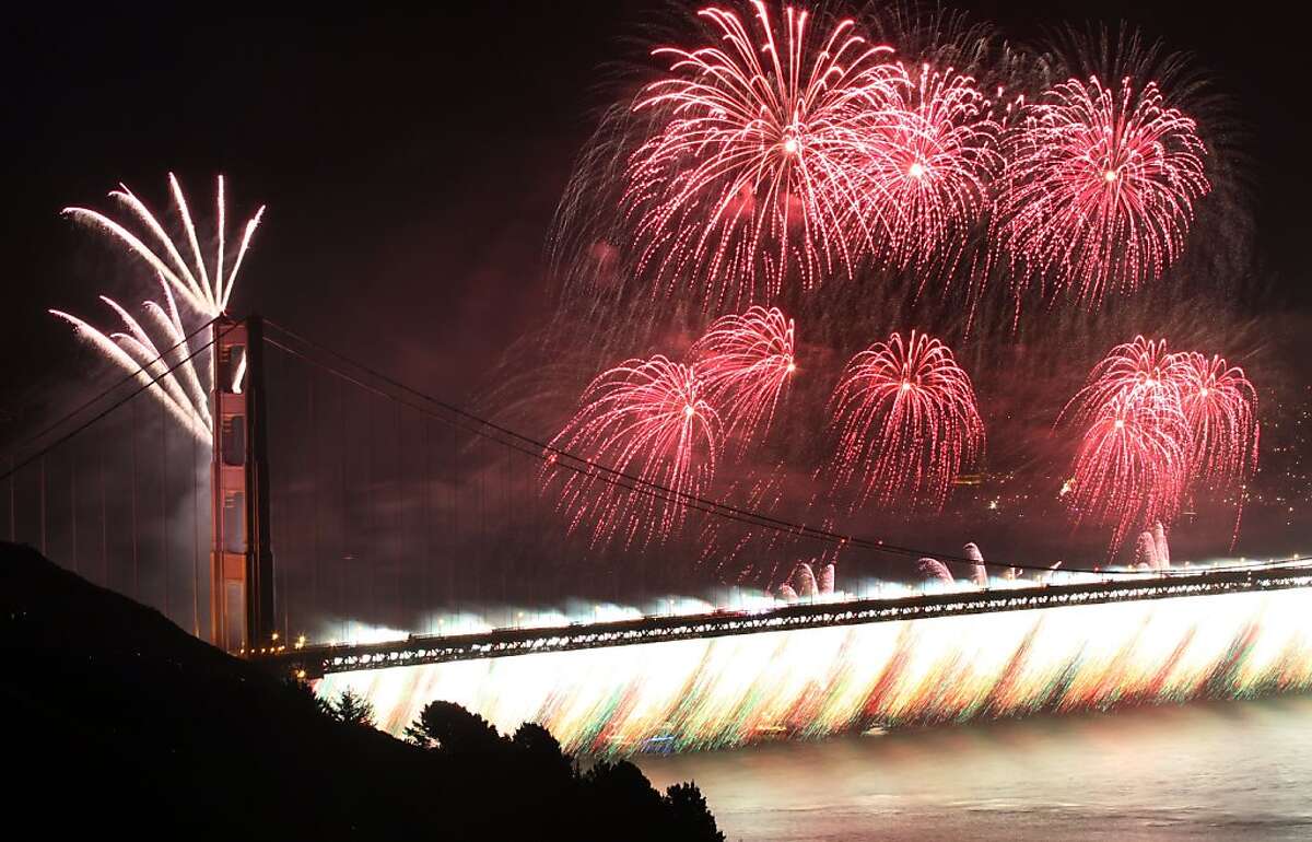 Golden Gate Bridge 75th: fireworks and fog