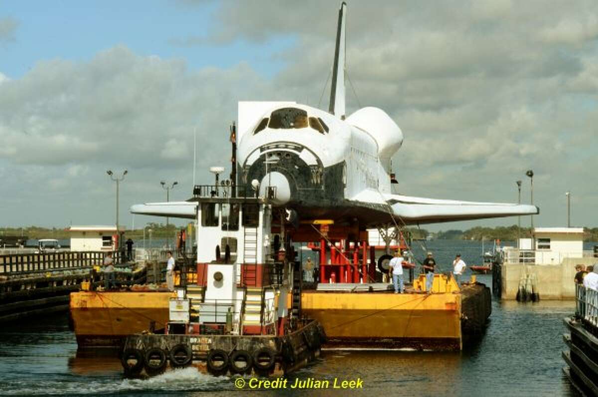 Shuttle replica arrives amid fanfare