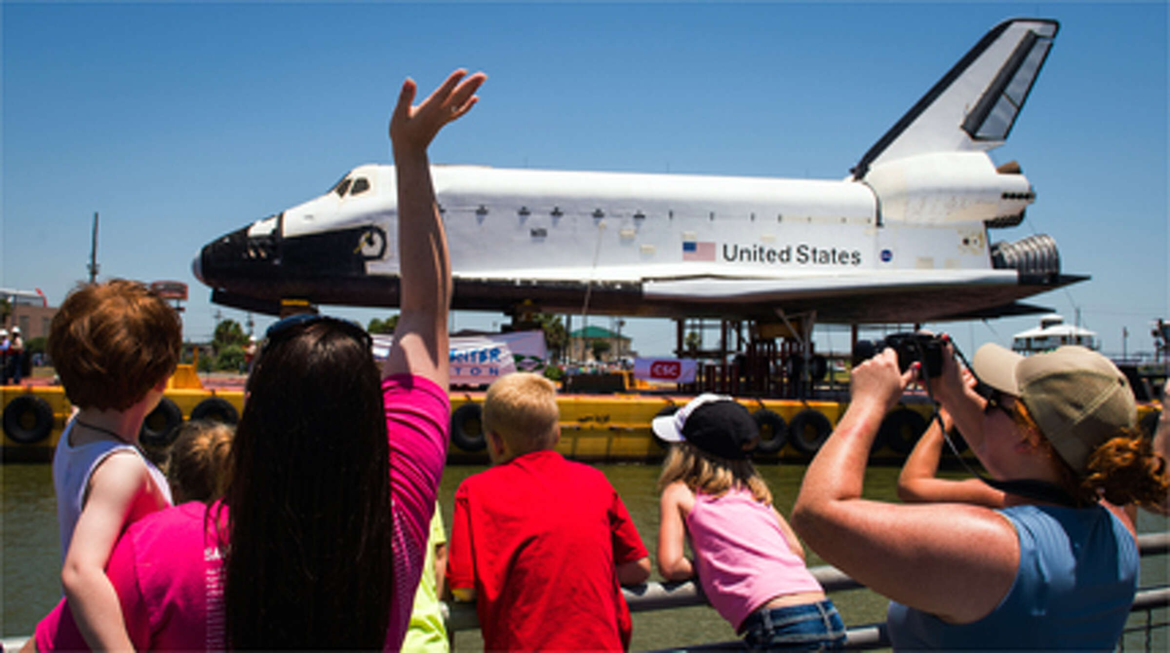 Shuttle replica arrives amid fanfare
