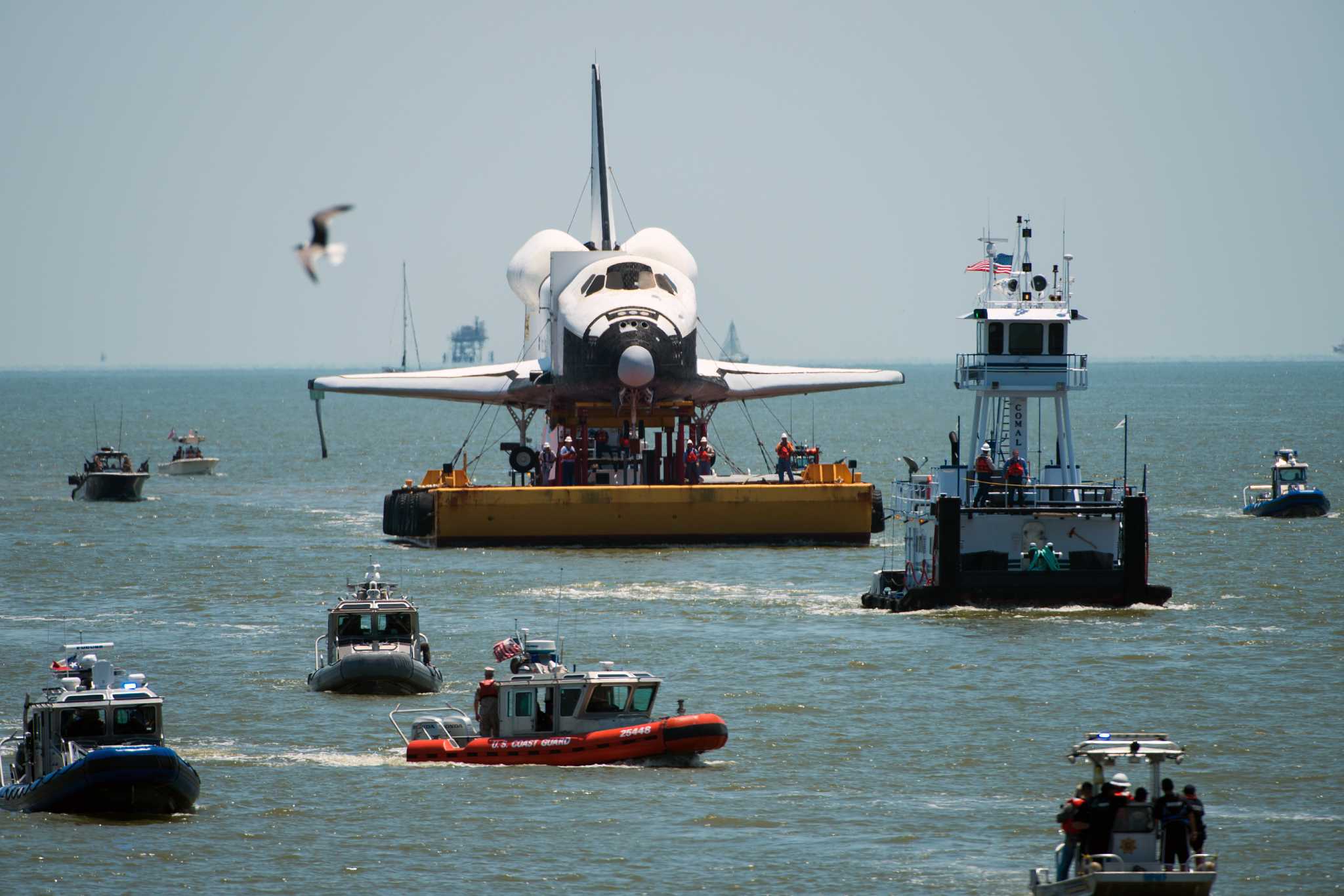 Shuttle replica arrives amid fanfare