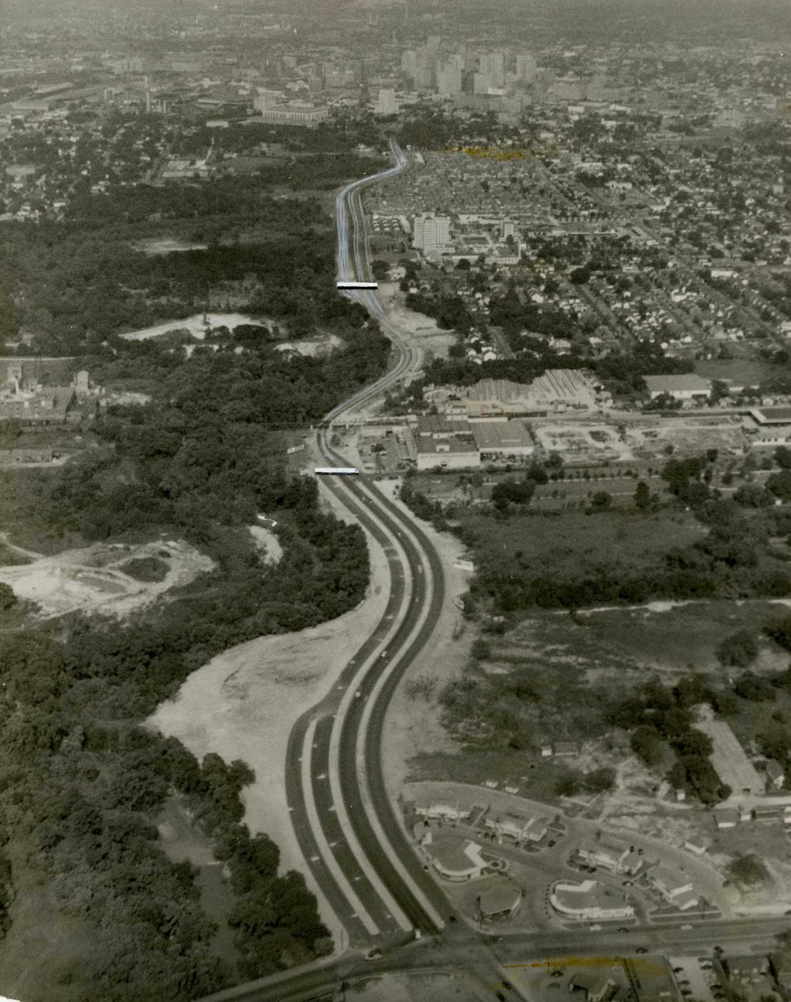 Allen Parkway once a two-lane road