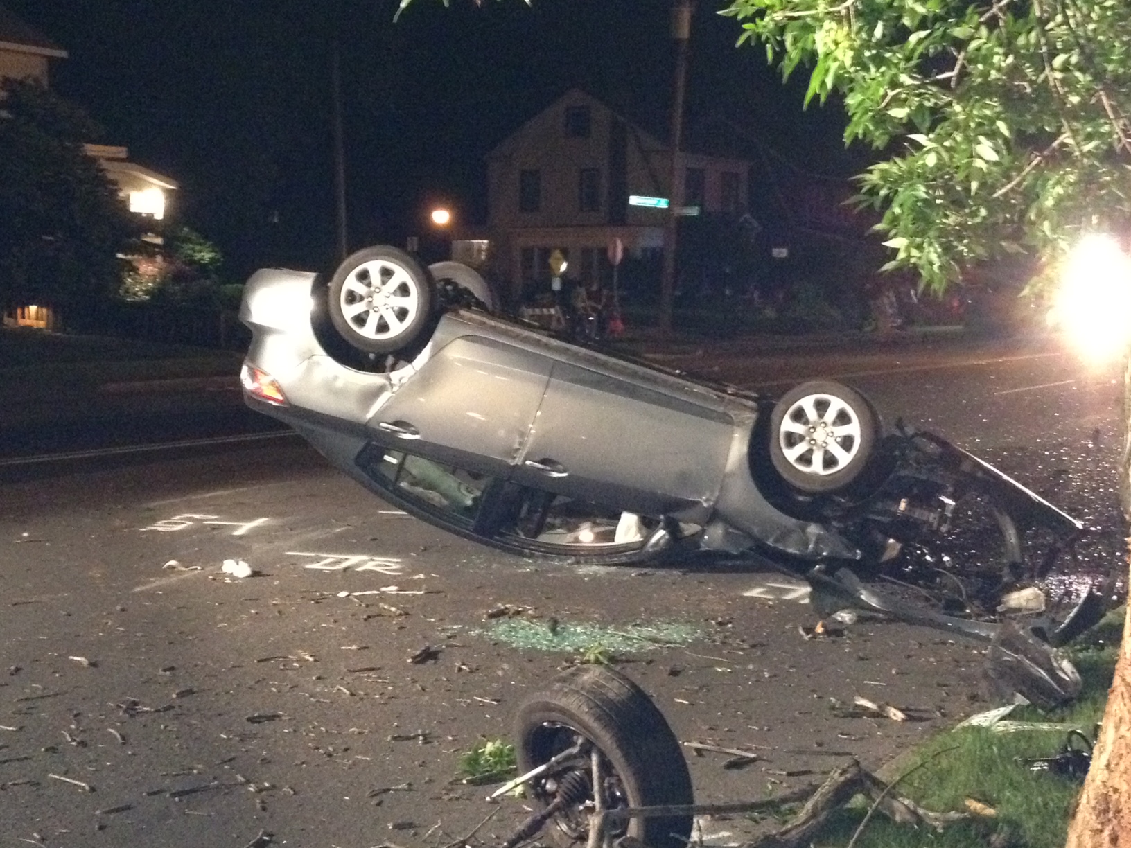Two cars flip on Albany street