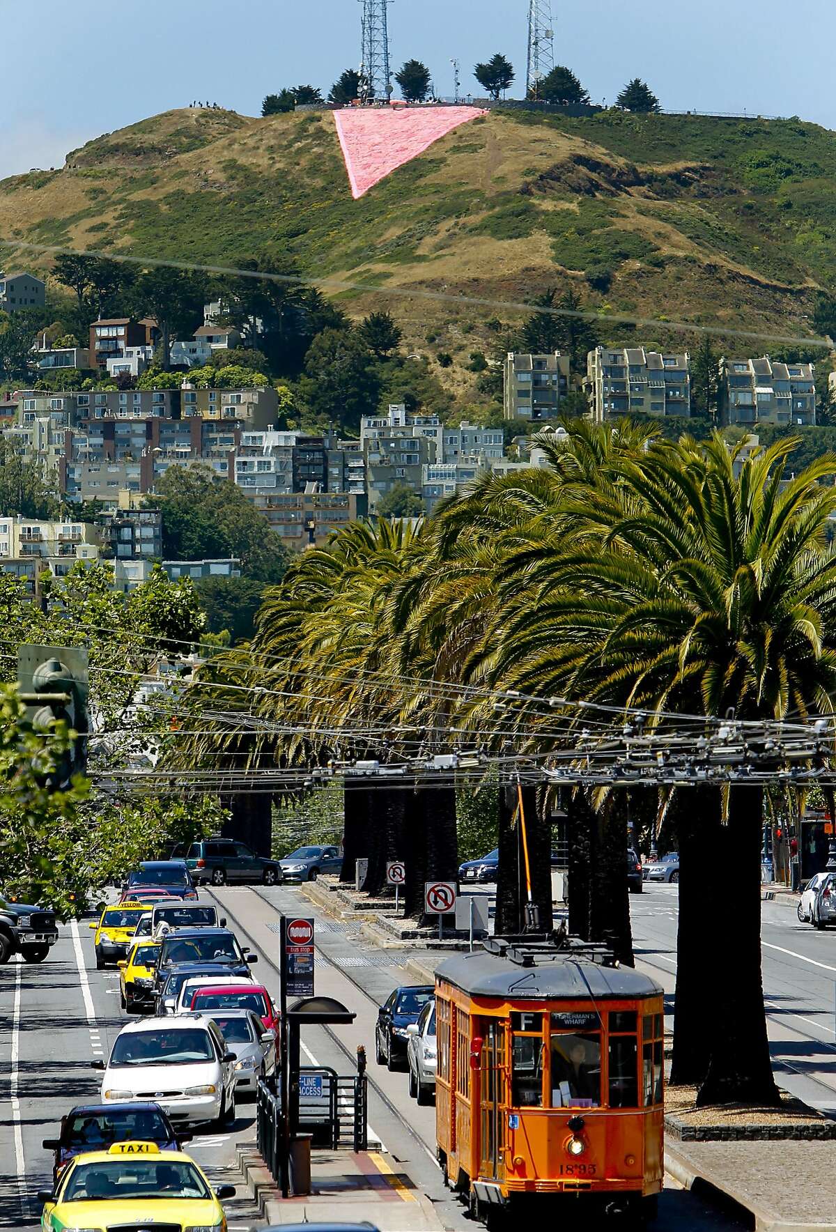 Pink triangle goes up on Twin Peaks for Pride Day