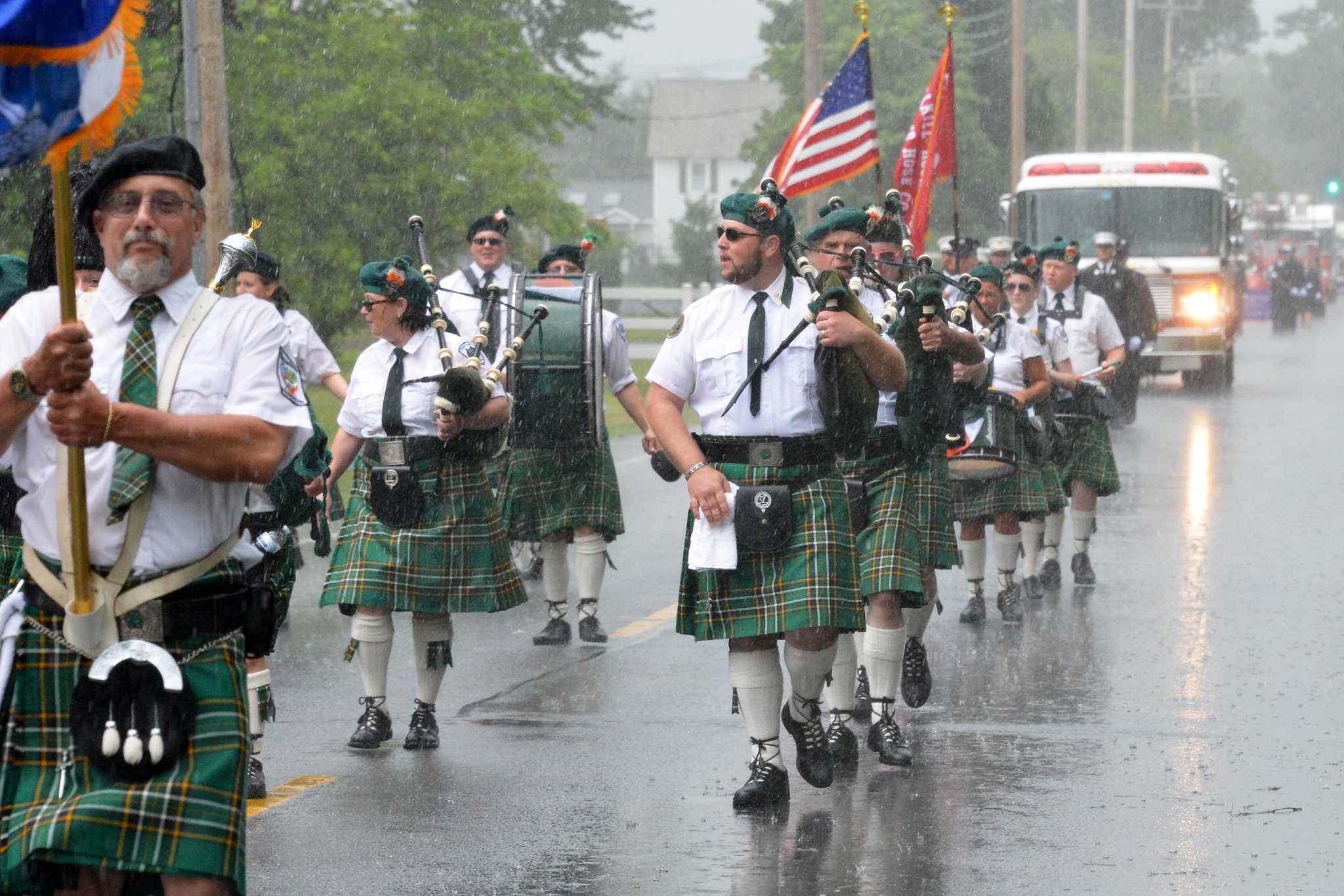 Photos: Fire march in rain