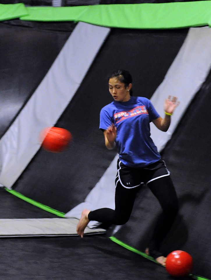 Trampoline dodgeball helps her stay healthy