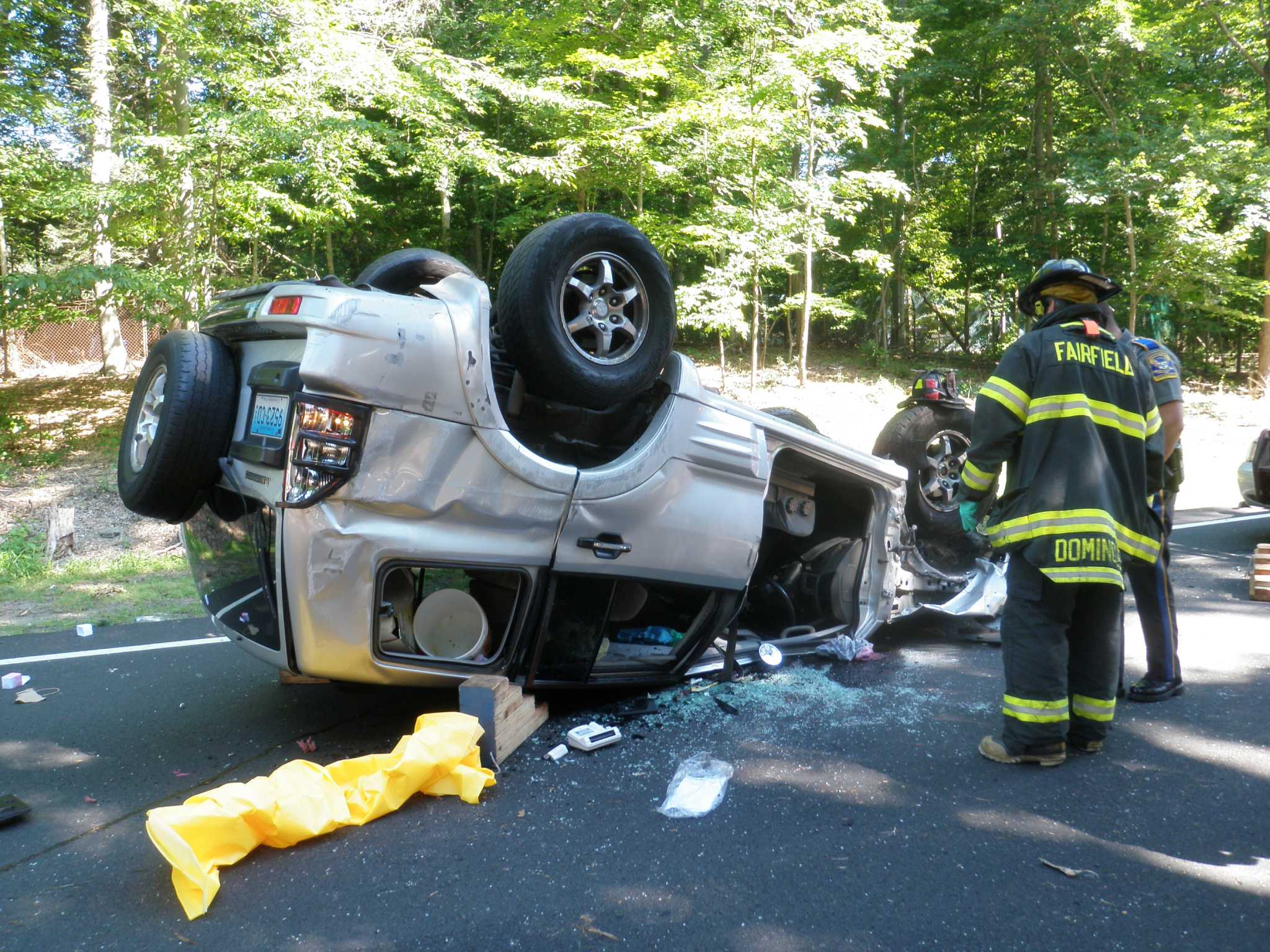 Driver Extricated From Rollover On Merritt Parkway