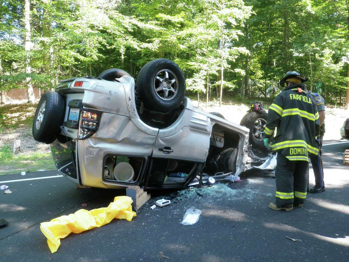 Driver Extricated From Rollover On Merritt Parkway