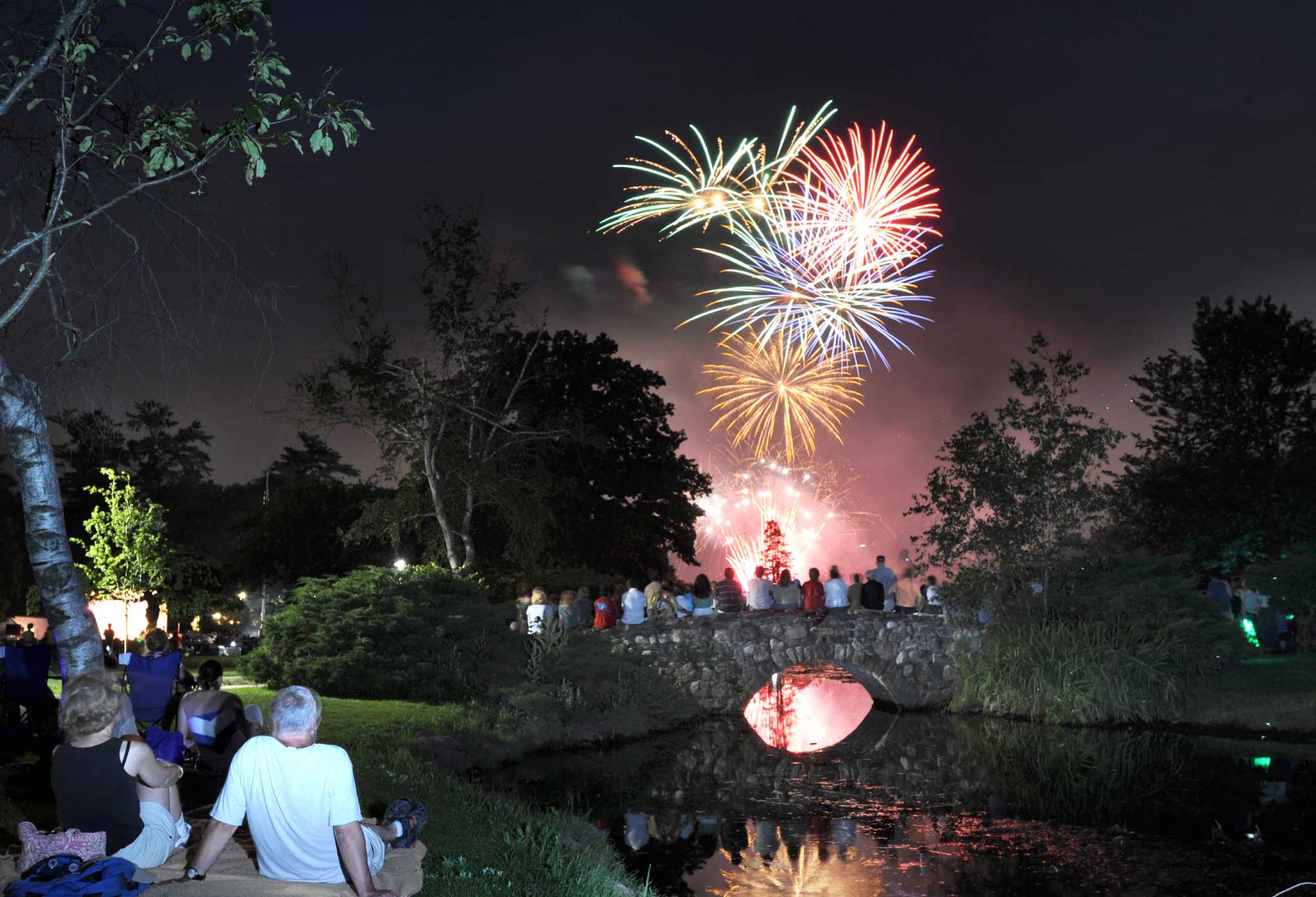 What storm? Dual fireworks displays blast off