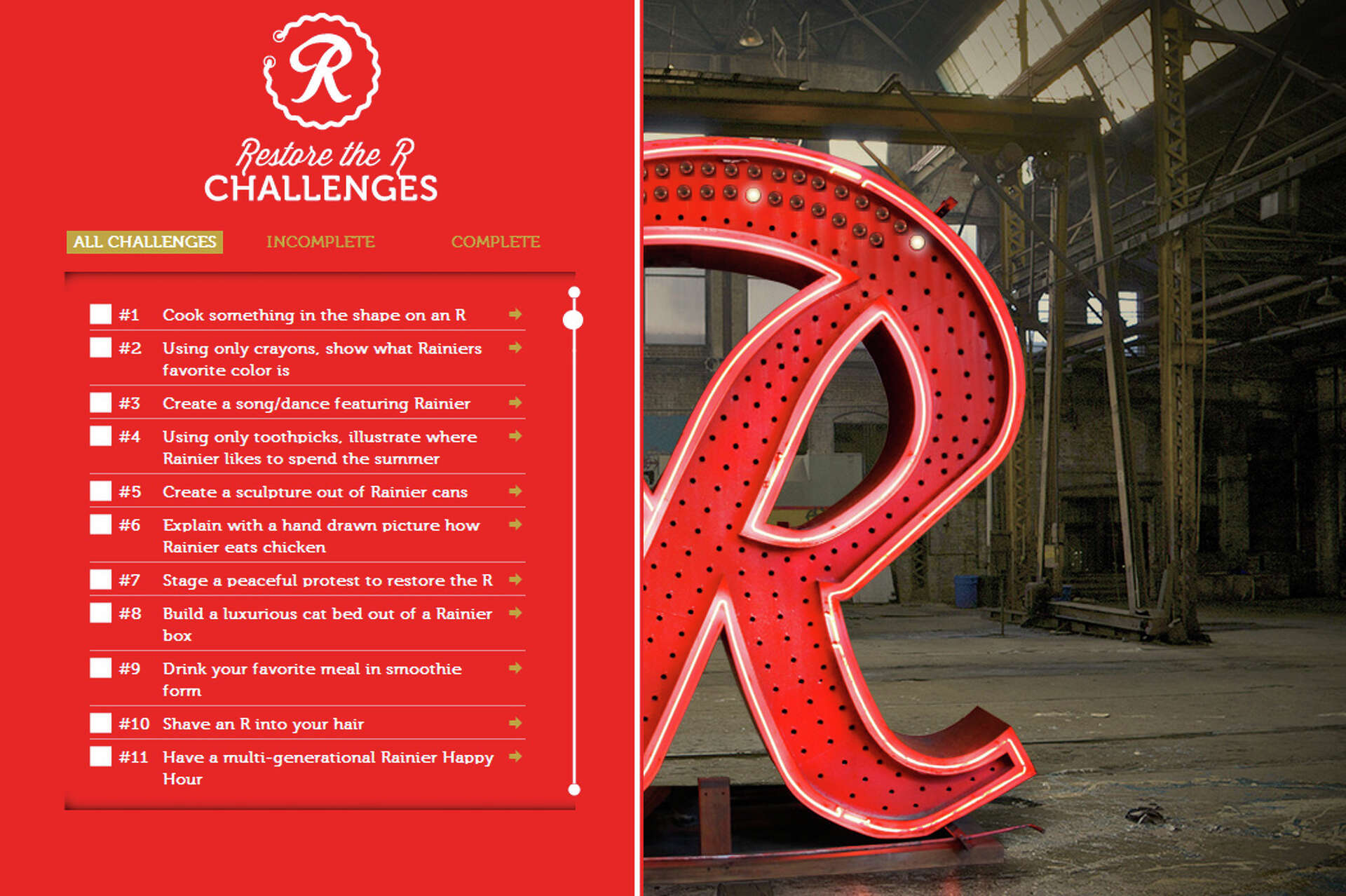 Rainier Beer invites fans to restore the 'R'