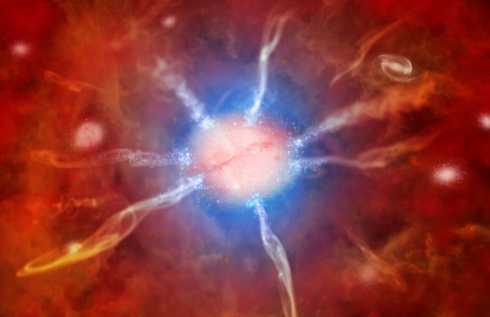 Star births seen on cosmic scale in distant galaxy
