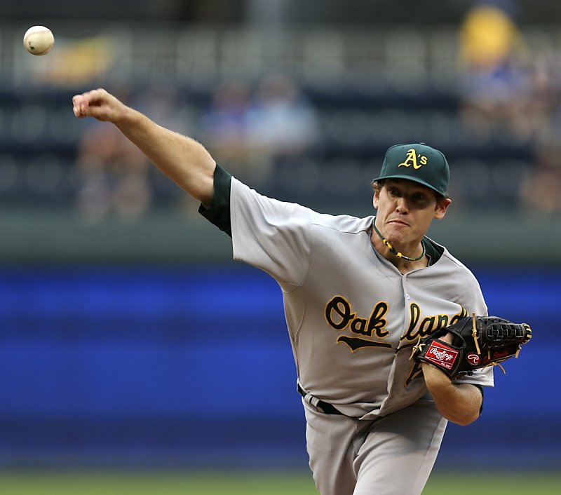 Straily gets 1st win as A's blank Royals