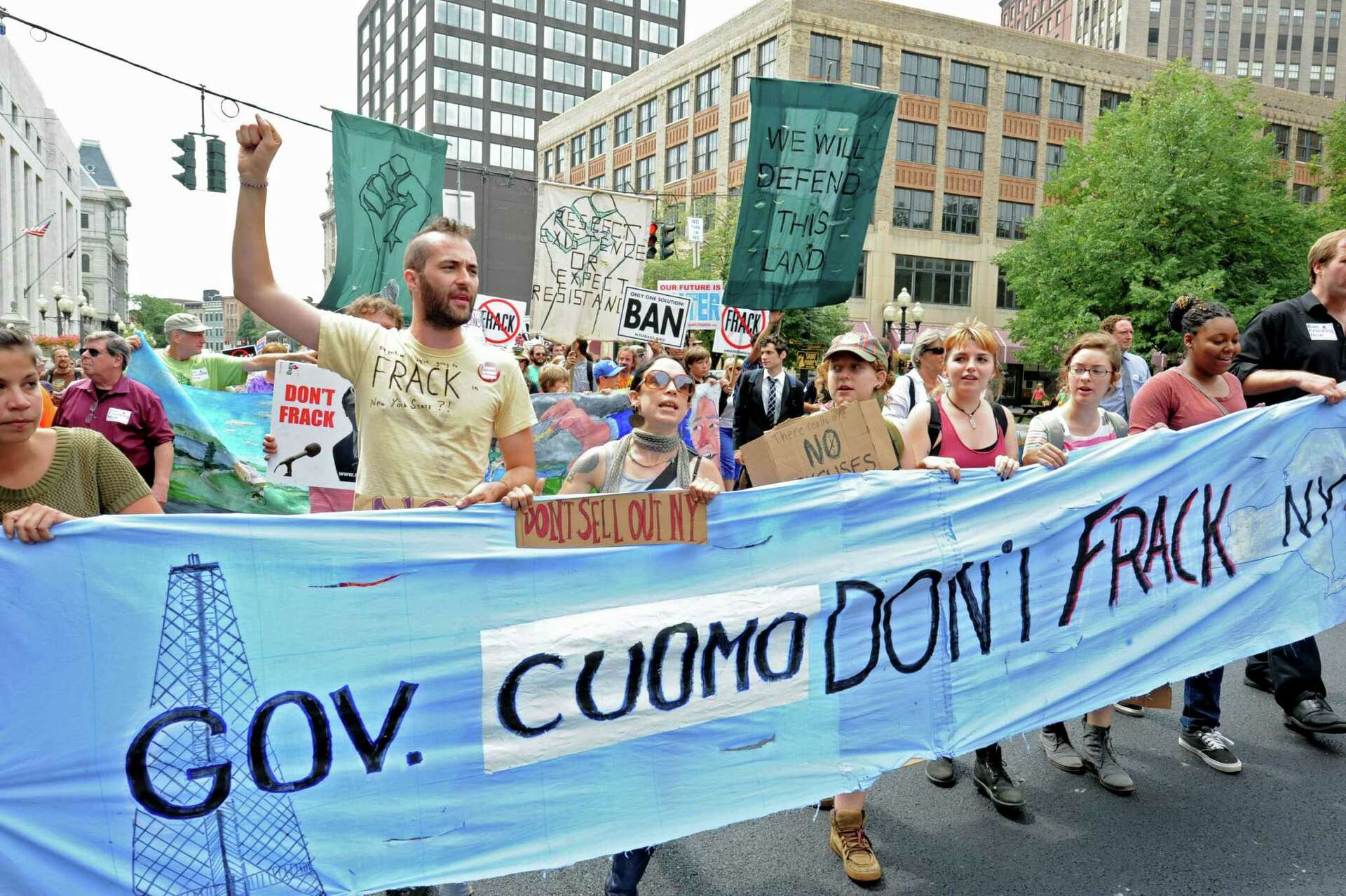 Hundreds march in opposition to fracking