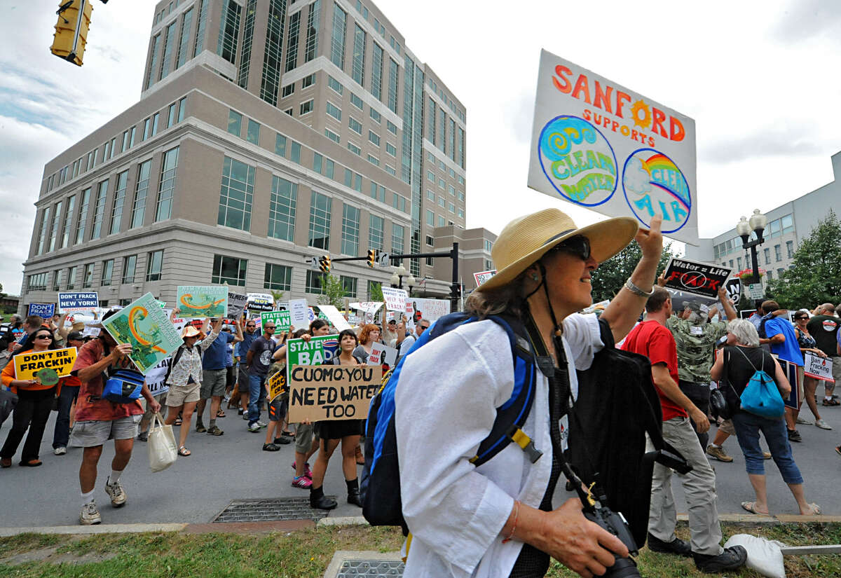 Hundreds march in opposition to fracking