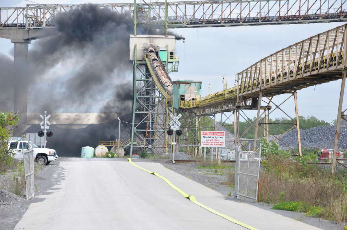 Conveyor belt fire at cement plant