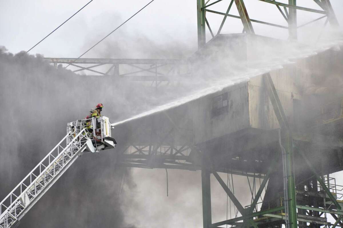 Conveyor belt fire at cement plant