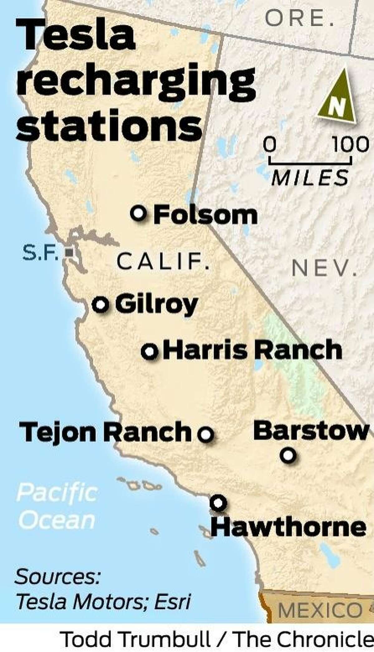 Tesla adds network of stations for recharging