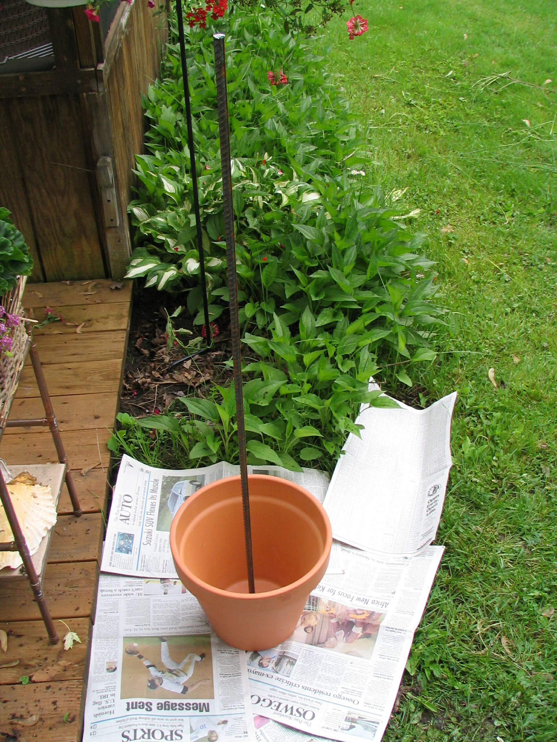 Heads up: Herbs thrive in tipsy terra-cotta tower