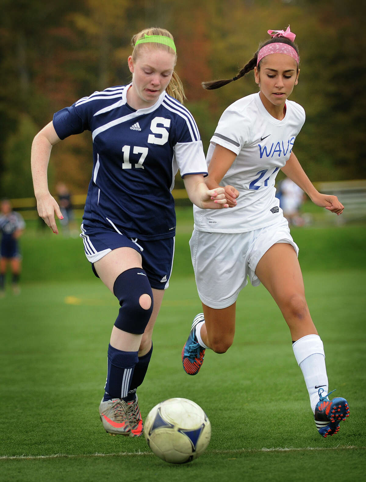Staples girls soccer scores late in both halves to earn shutout win
