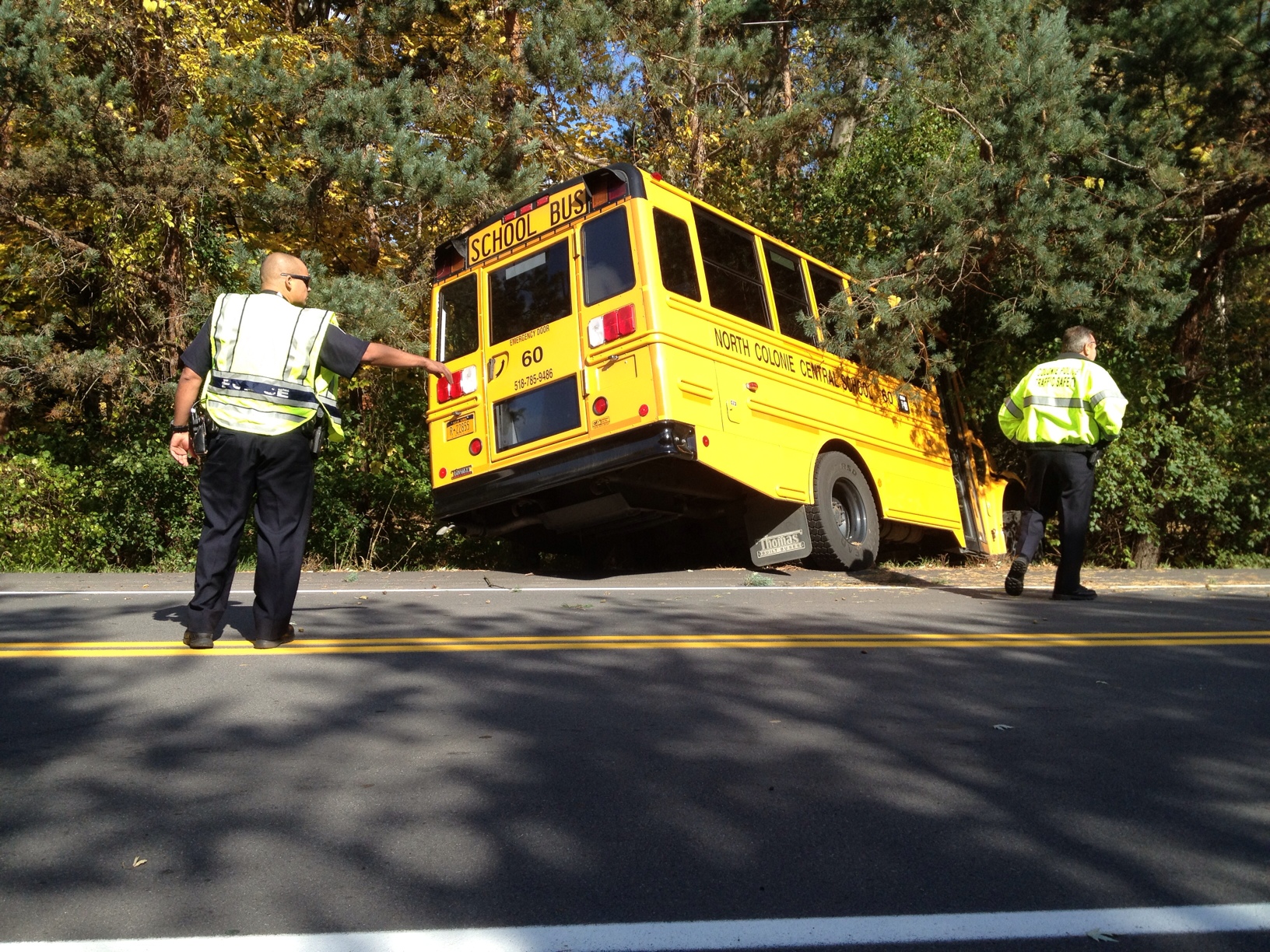 School bus slides into ditch