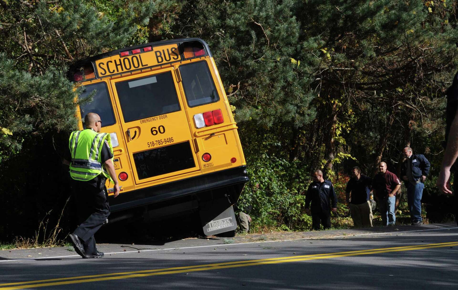 School bus slides into ditch