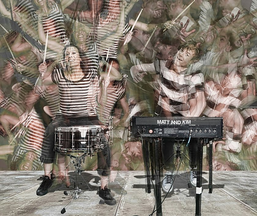 Matt and Kim pump fists at Fox Theater