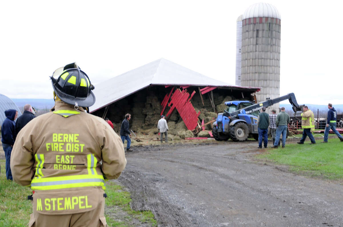 East Berne barn collapse kills cows