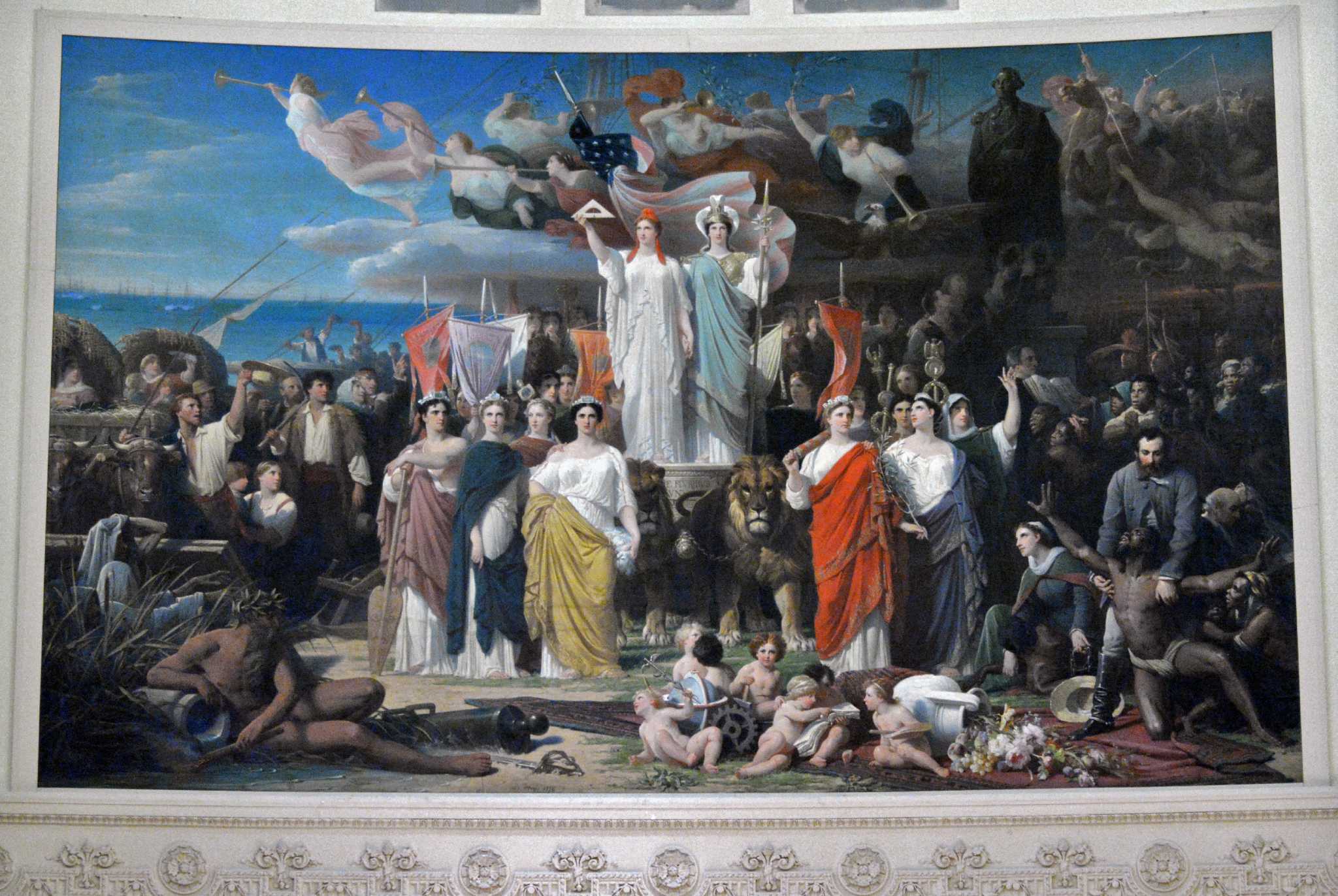 1870 mural 'Genius of America' on display after controversy
