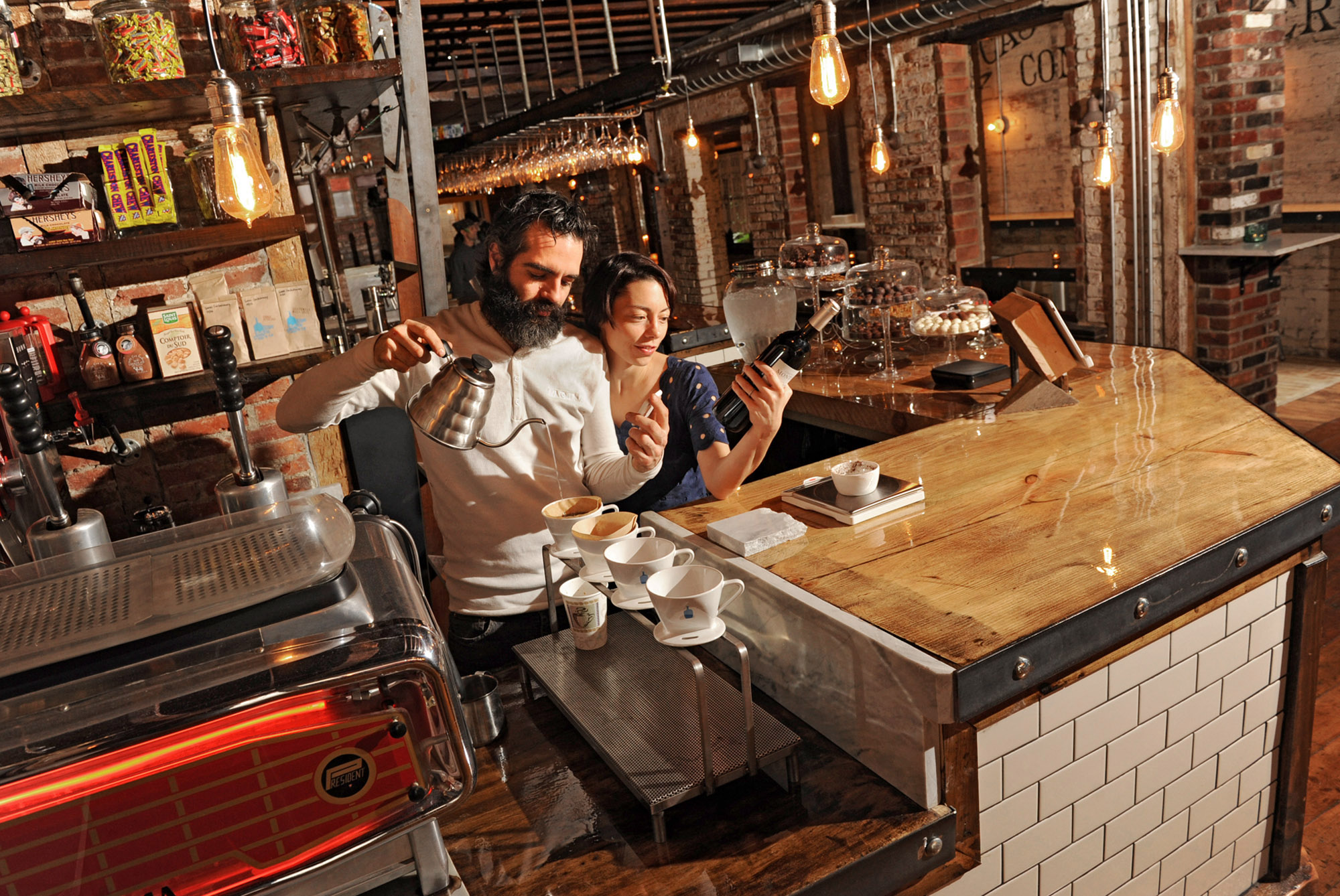 Coffee by day, wine bar at night