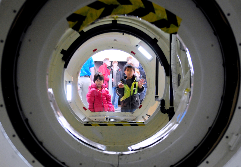 Public opening celebration of Space Shuttle Trainer exhibit