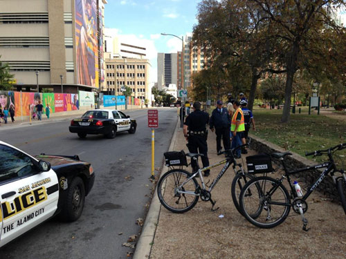 Police respond to a drive-by shooting downtown