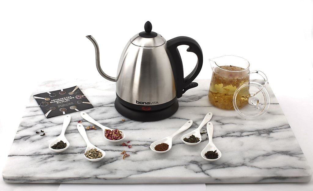 Tea blending kit, stainless steel kettle