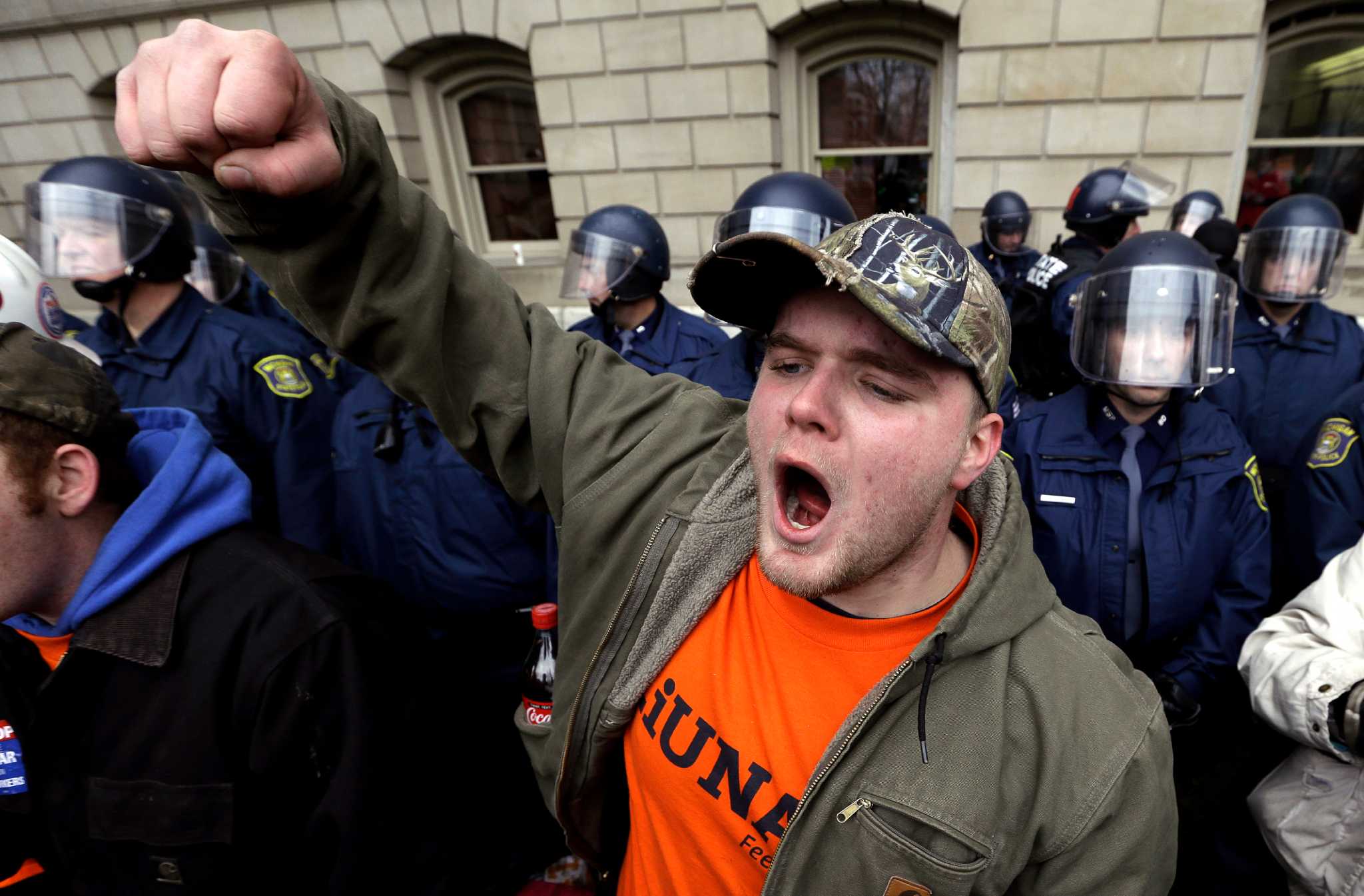 Unions protest Michigan vote