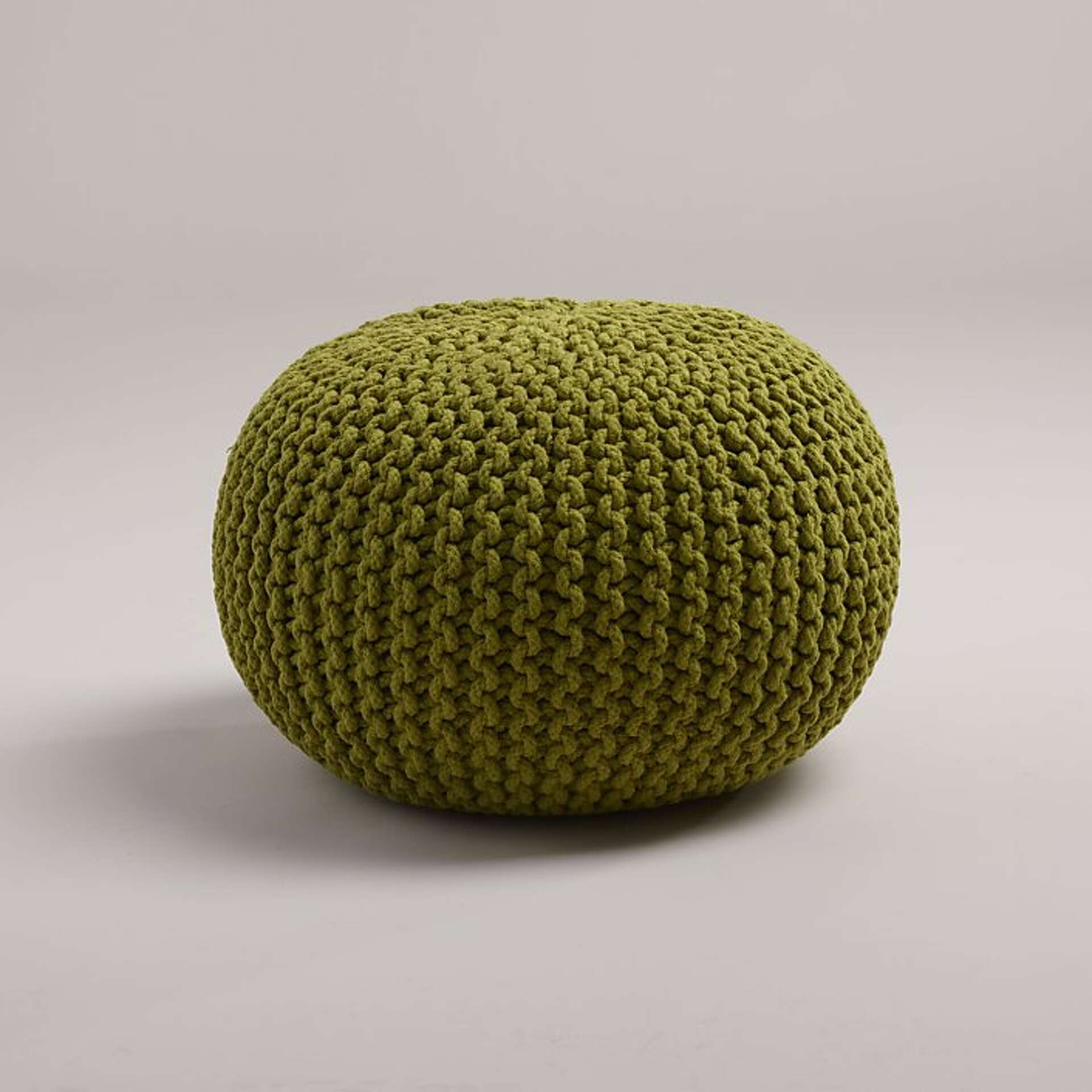 Classic knit poufs brighten up room