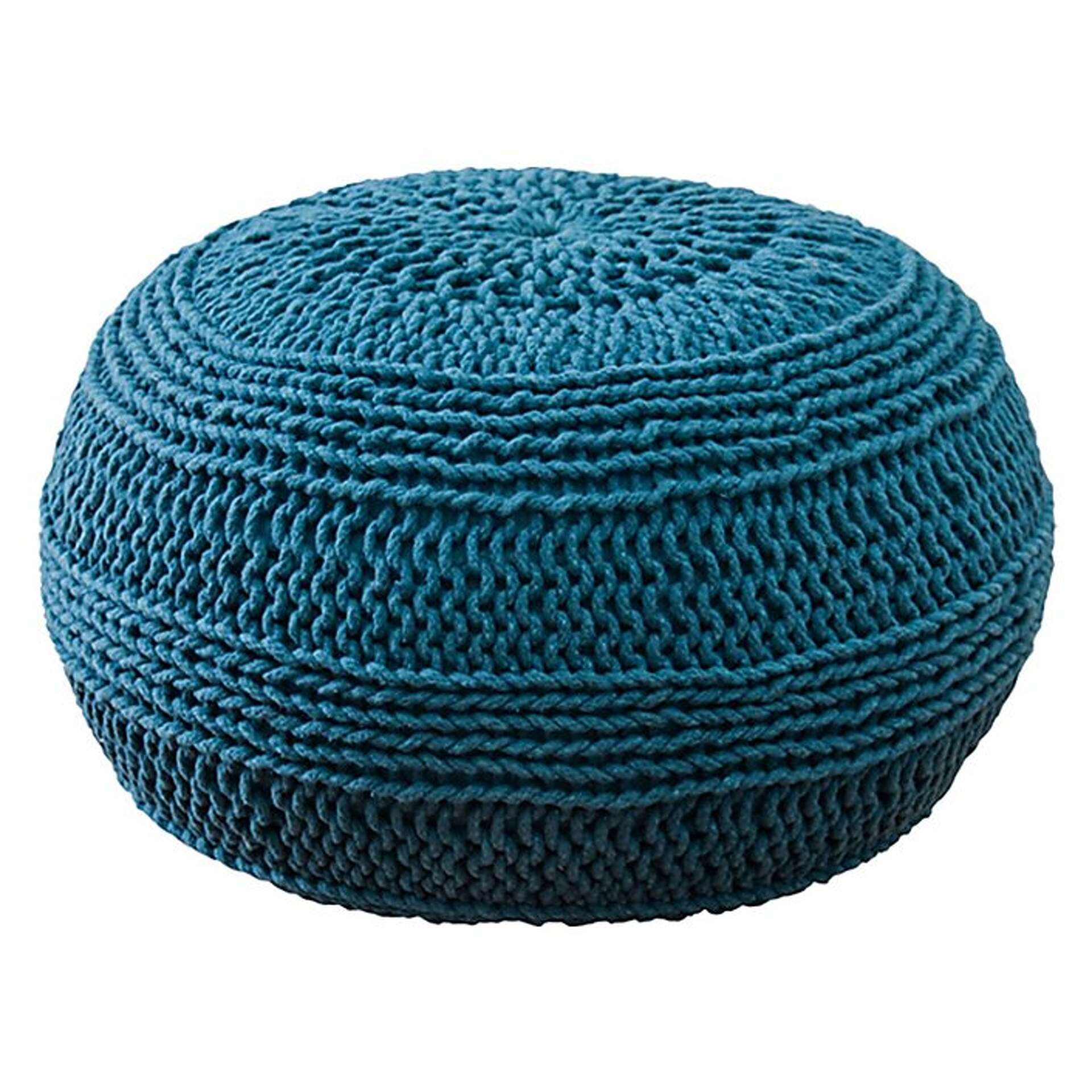 Classic knit poufs brighten up room