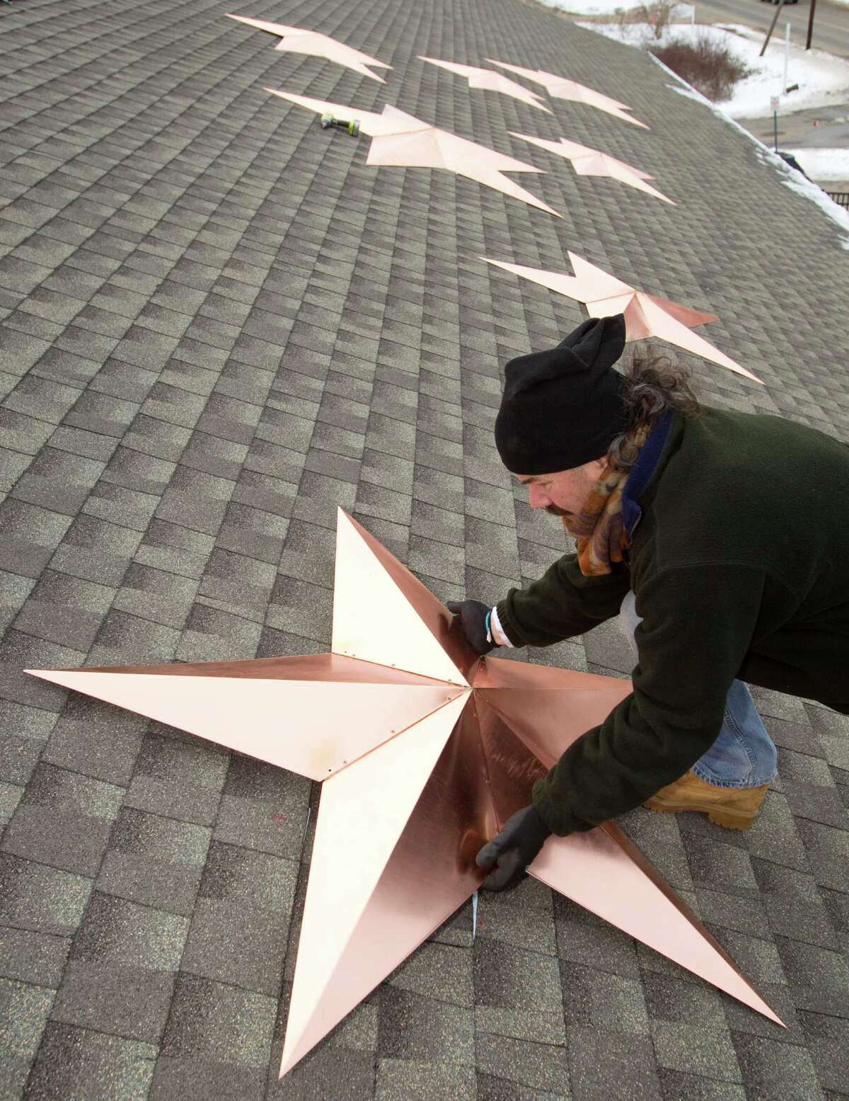 Stars rise on firehouse roof