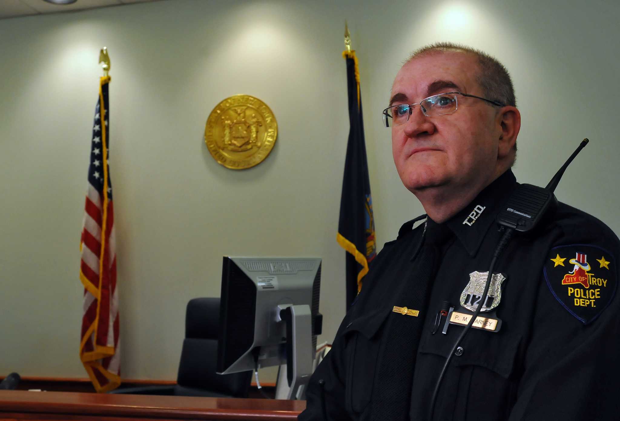 Troy officer posted at city hall