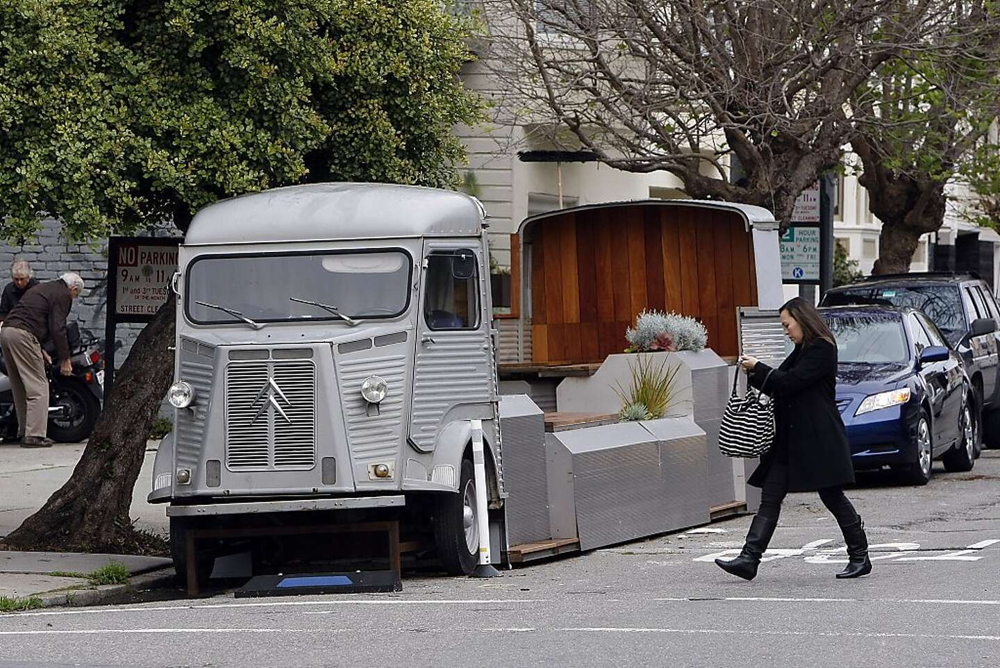 Split opinion on SF parklet made of van