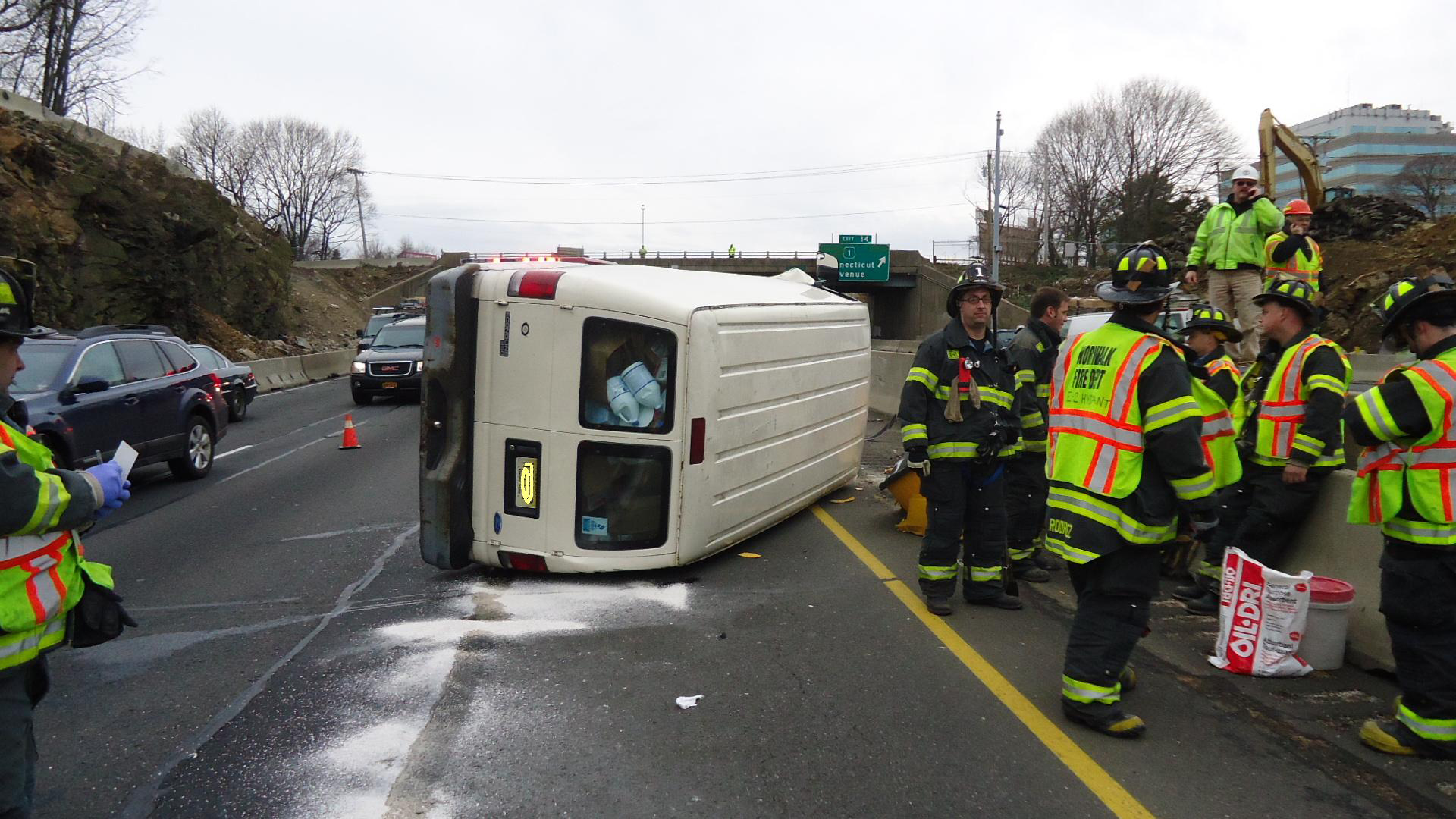 Van rolls over on I-95