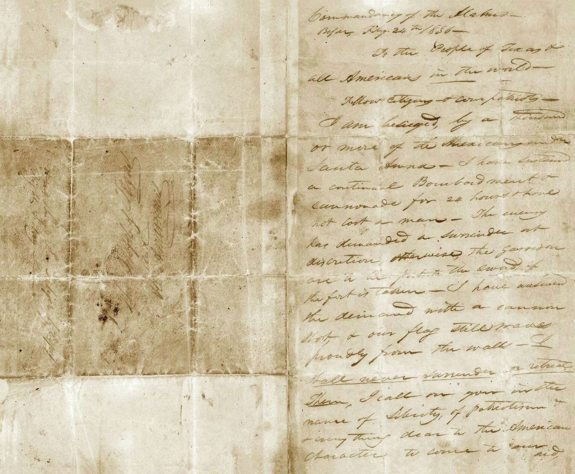Alamo letter by Travis gets important 'aid'