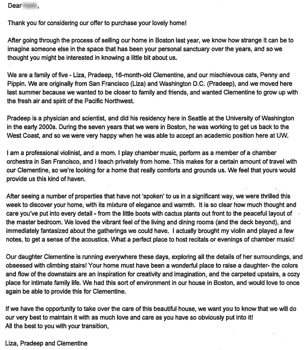 'Dear seller' letters work for home buyers