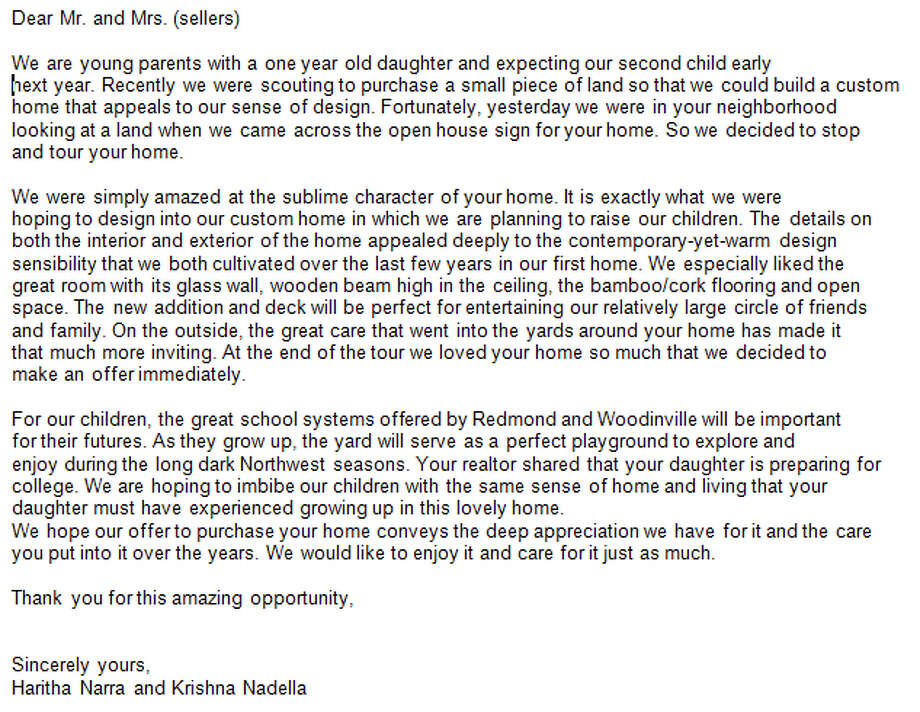  Dear Seller Letters Work For Home Buyers Seattlepi