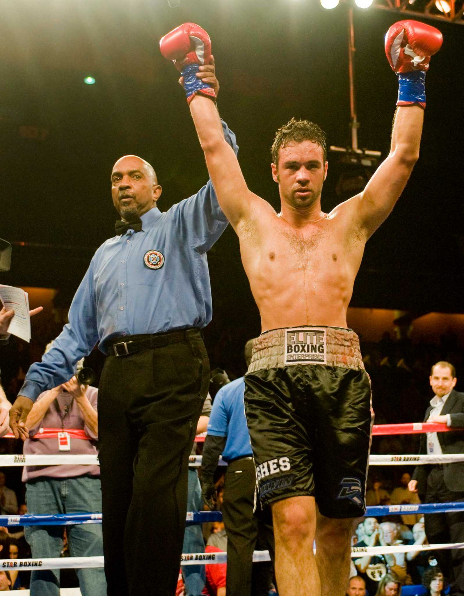 Danbury boxer Rodriguez pounds the "Commanche Boy"