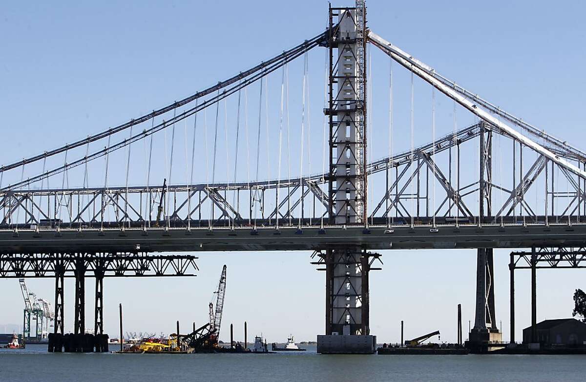 Bay Bridge crane topples - no one hurt