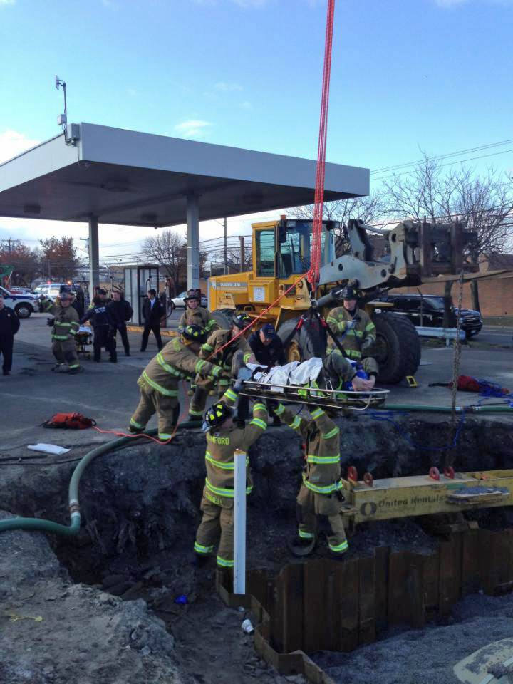 Trapped construction worker rescued