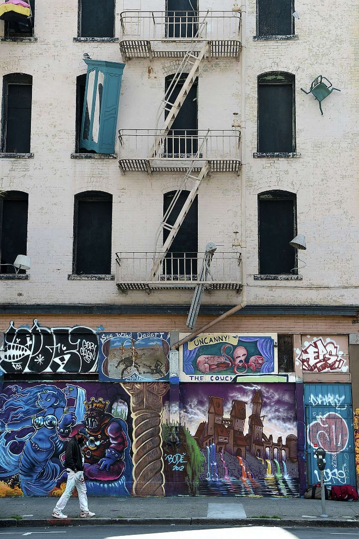 'Defenestration' artwork on S.F. building may be out in cold