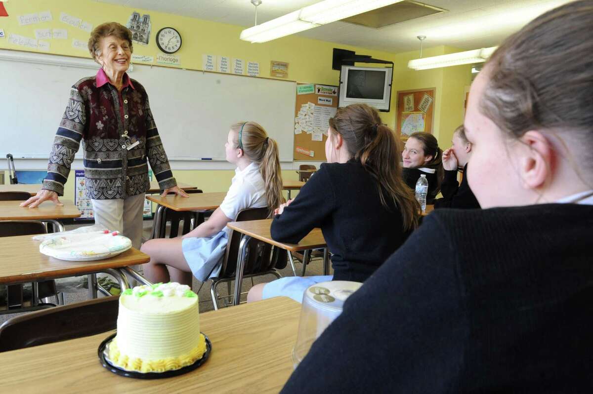 French teacher marks 90th birthday at school