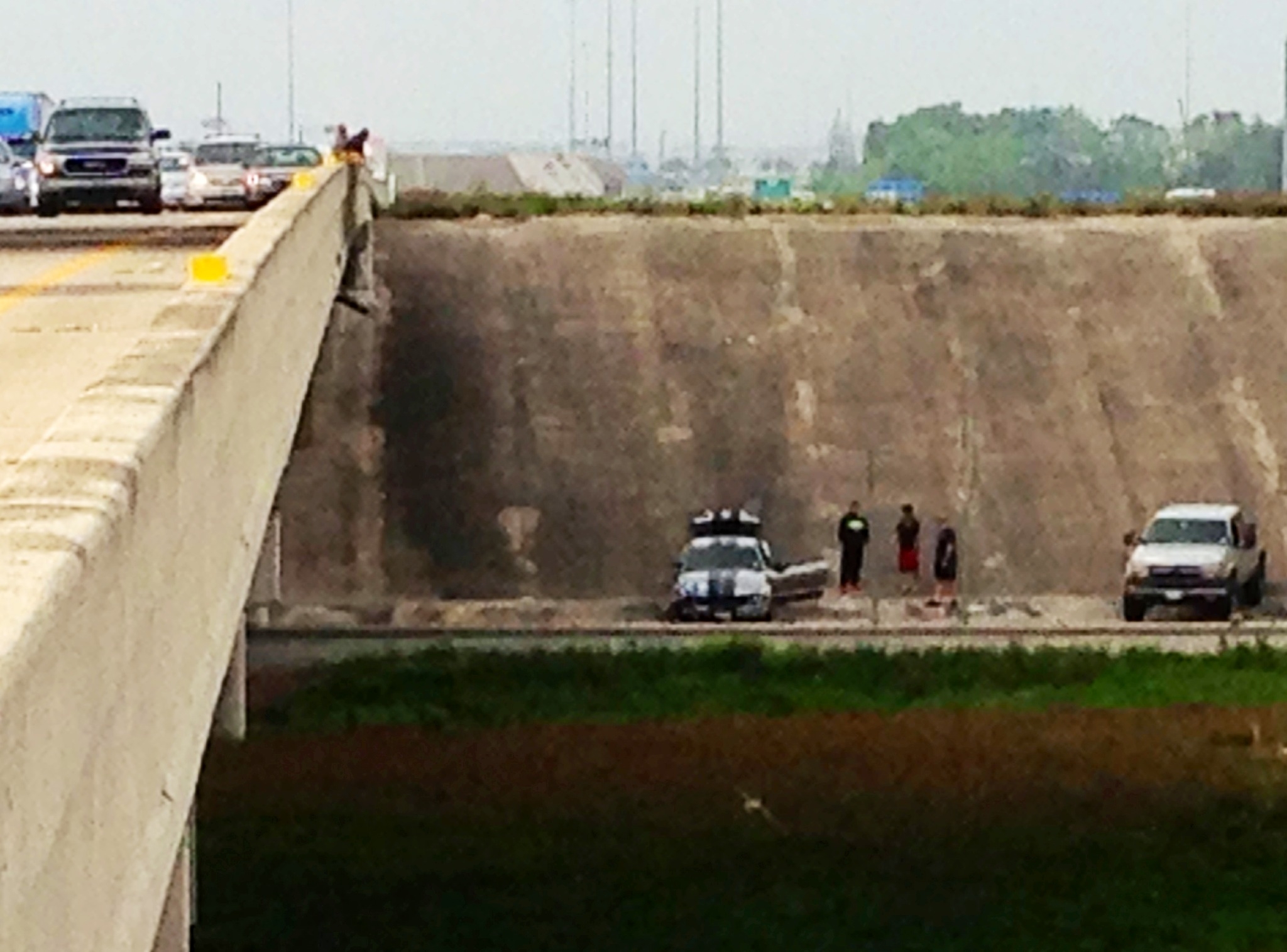 Houston accident sends Mustang over railing on Beltway