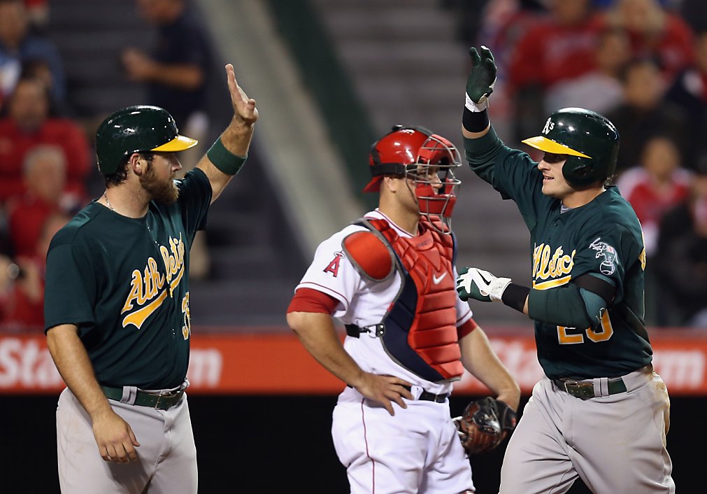 A's beat Angels 8-1; win streak to 8