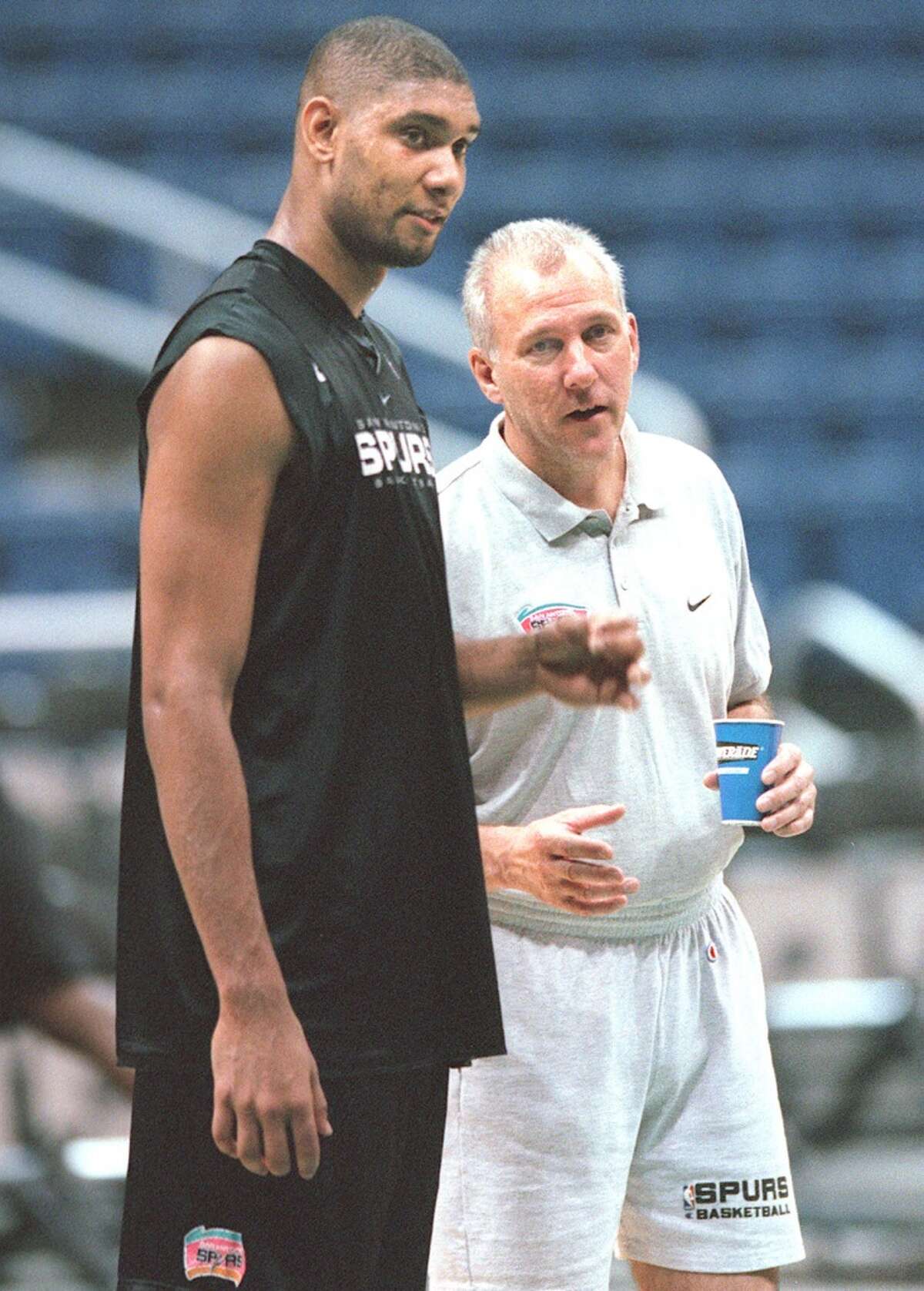 Tim Duncan and Gregg Popovich